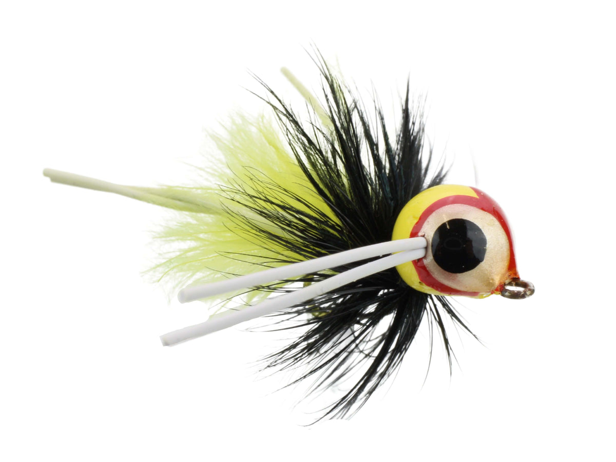 Yellow and Black Spherical Panfish Popper Size 10 | Wild Water Fly Fishing