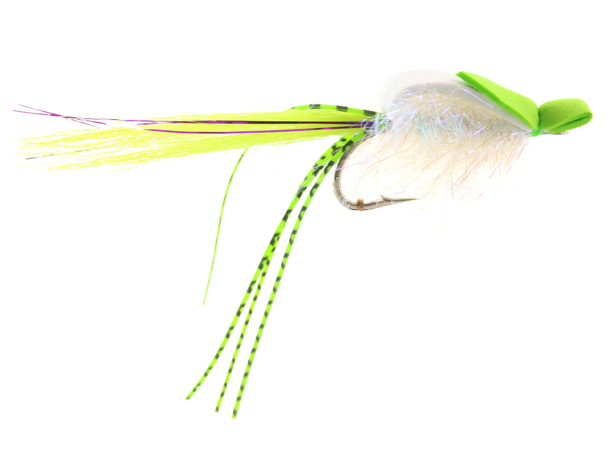 Chartreuse and White Saltwater EP Foam Fly, size 2/0 | Qty. 2 | Wild W ...