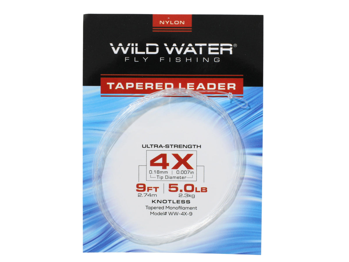 9 Foot Nylon Tapered Leader 4X | Wild Water Fly Fishing