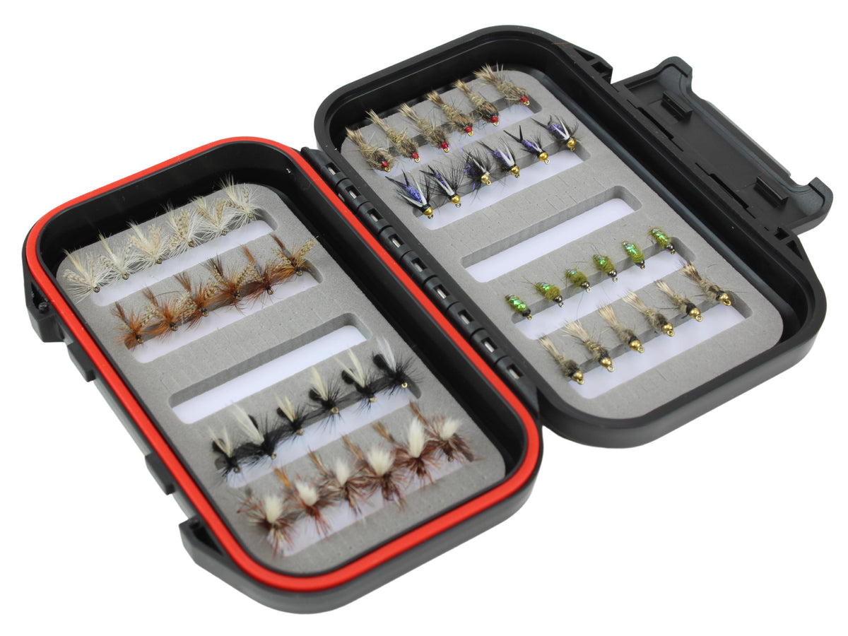 48 pc Dry and Nymph Assortment w/Fly Box | Wild Water Fly Fishing